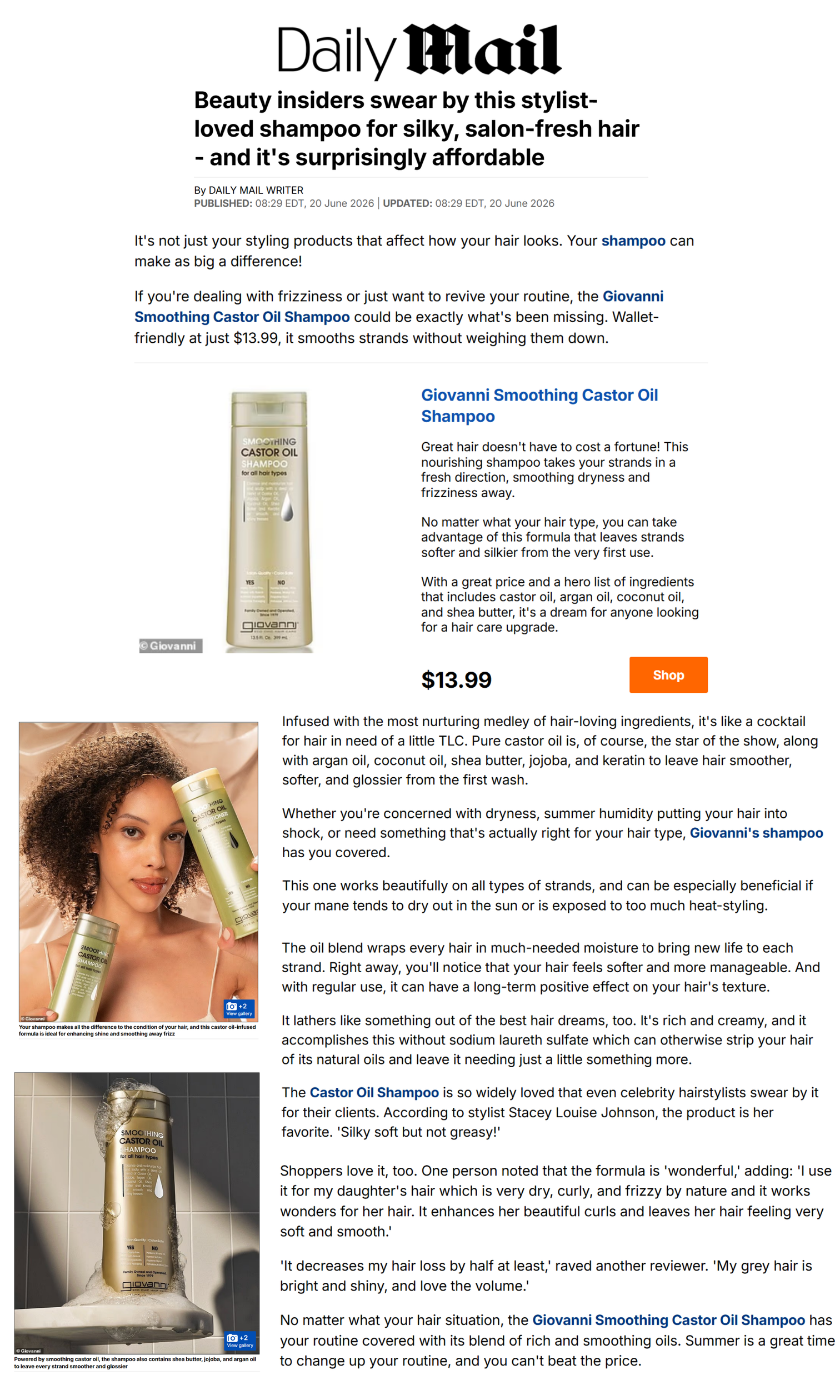 Daily Mail – Giovanni Cosmetics